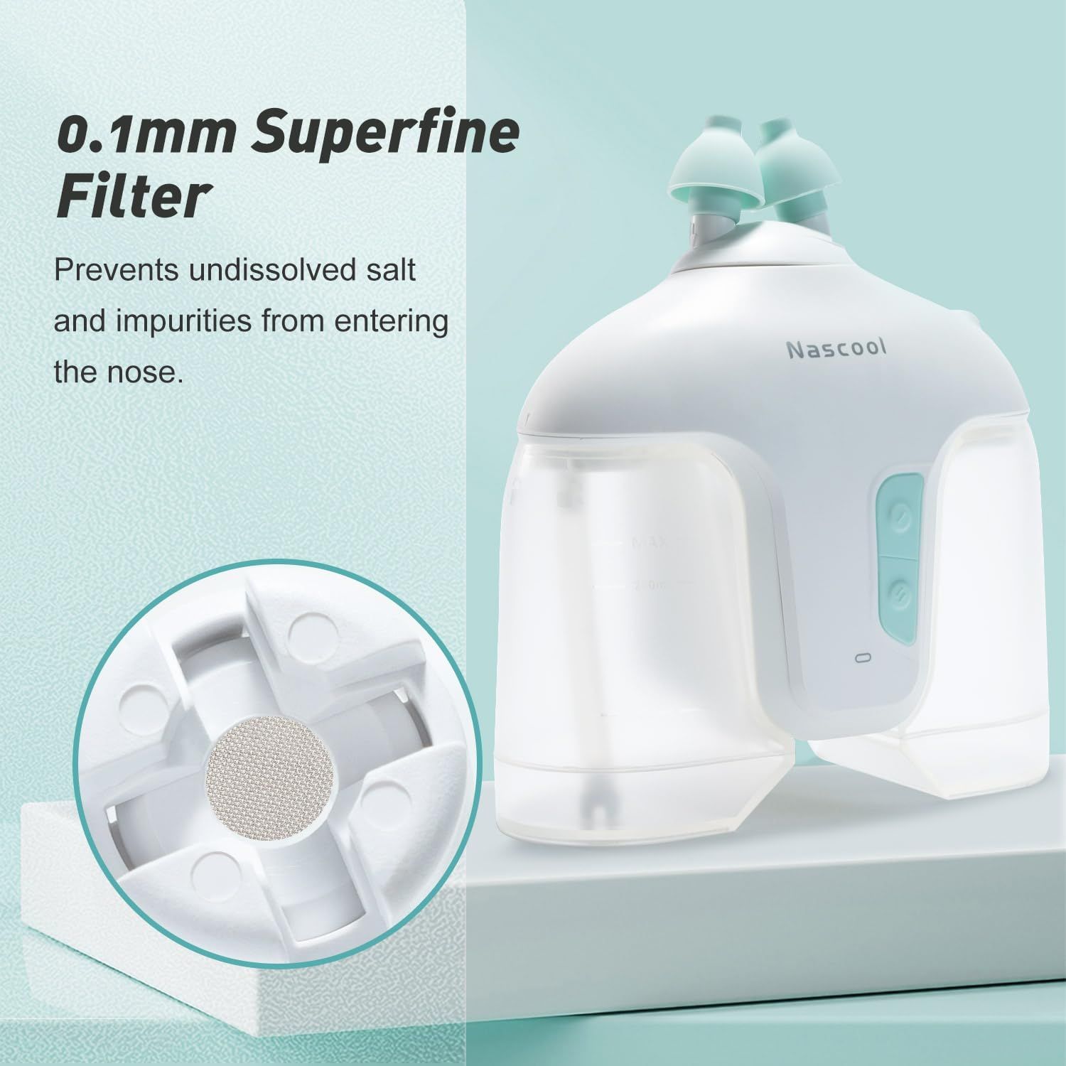Nascool Electric Nasal Irrigation System with 50 Salt Packets, 2 Modes ...