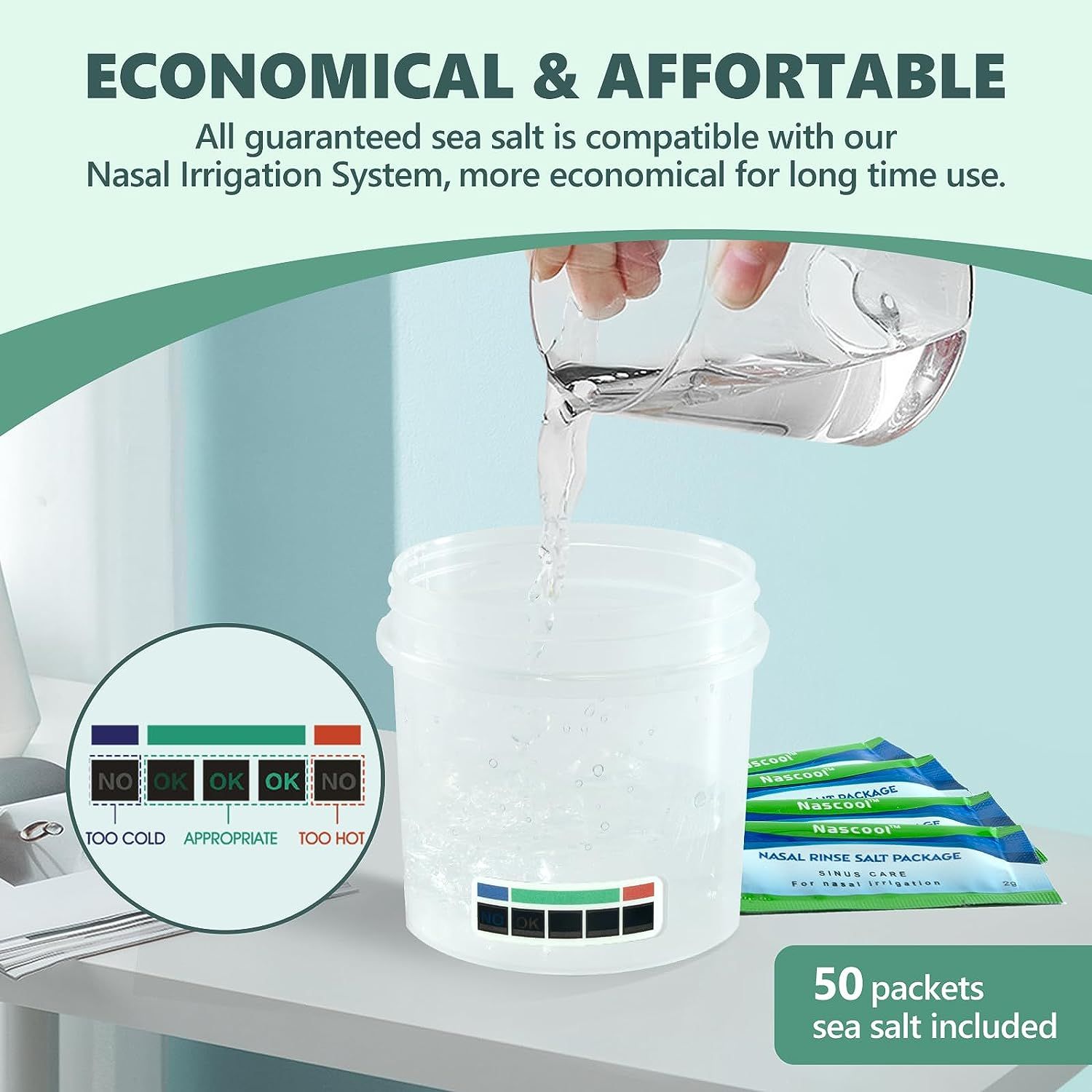 Nascool Electric Nasal Irrigation System with 50 Salt Packets, 2 Modes ...