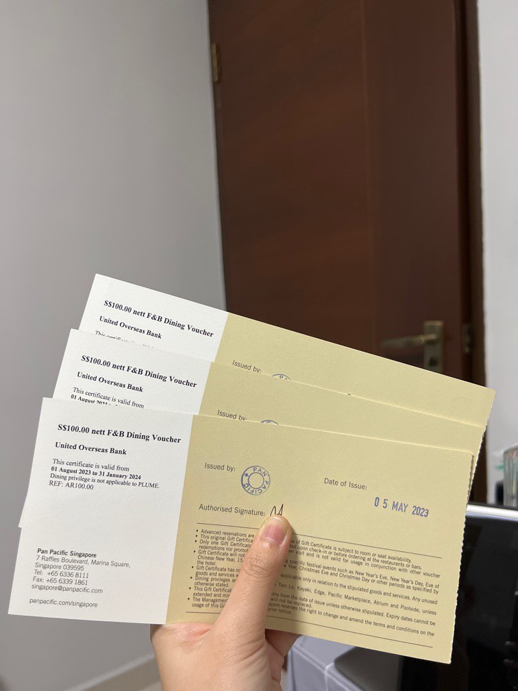 PAN PACIFIC SINGAPORE DINING VOUCHER, Tickets & Vouchers, Vouchers on ...