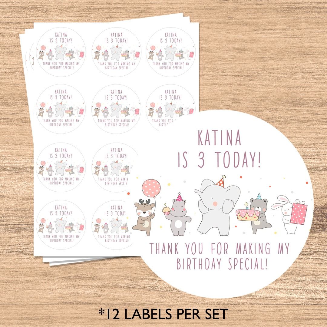 Personalized Birthday Sticker Labels Party Favor Labels Goodie Bag ...