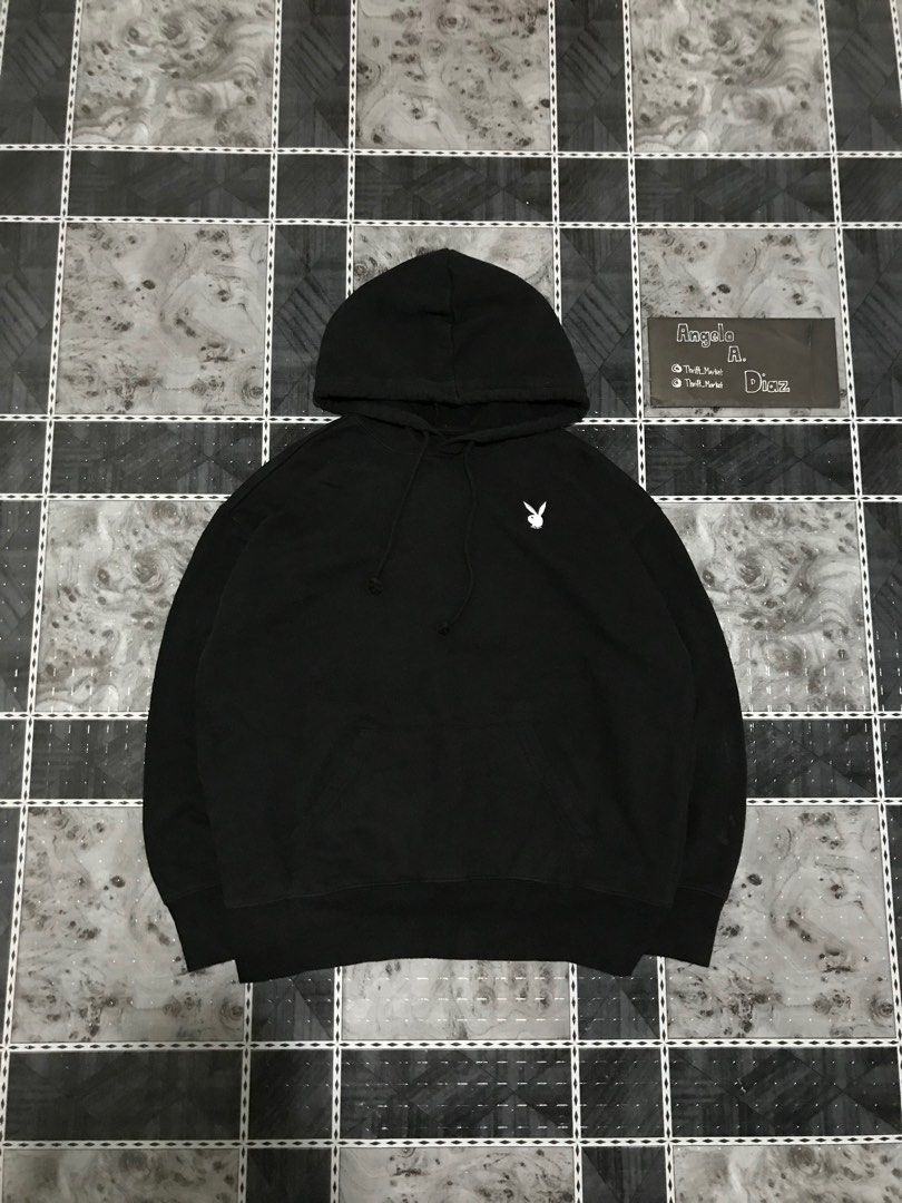 PLAYBOY BY PACSUN BLACK SMALL LOGO HOODED JACKET SIZE MEDIUM on Carousell