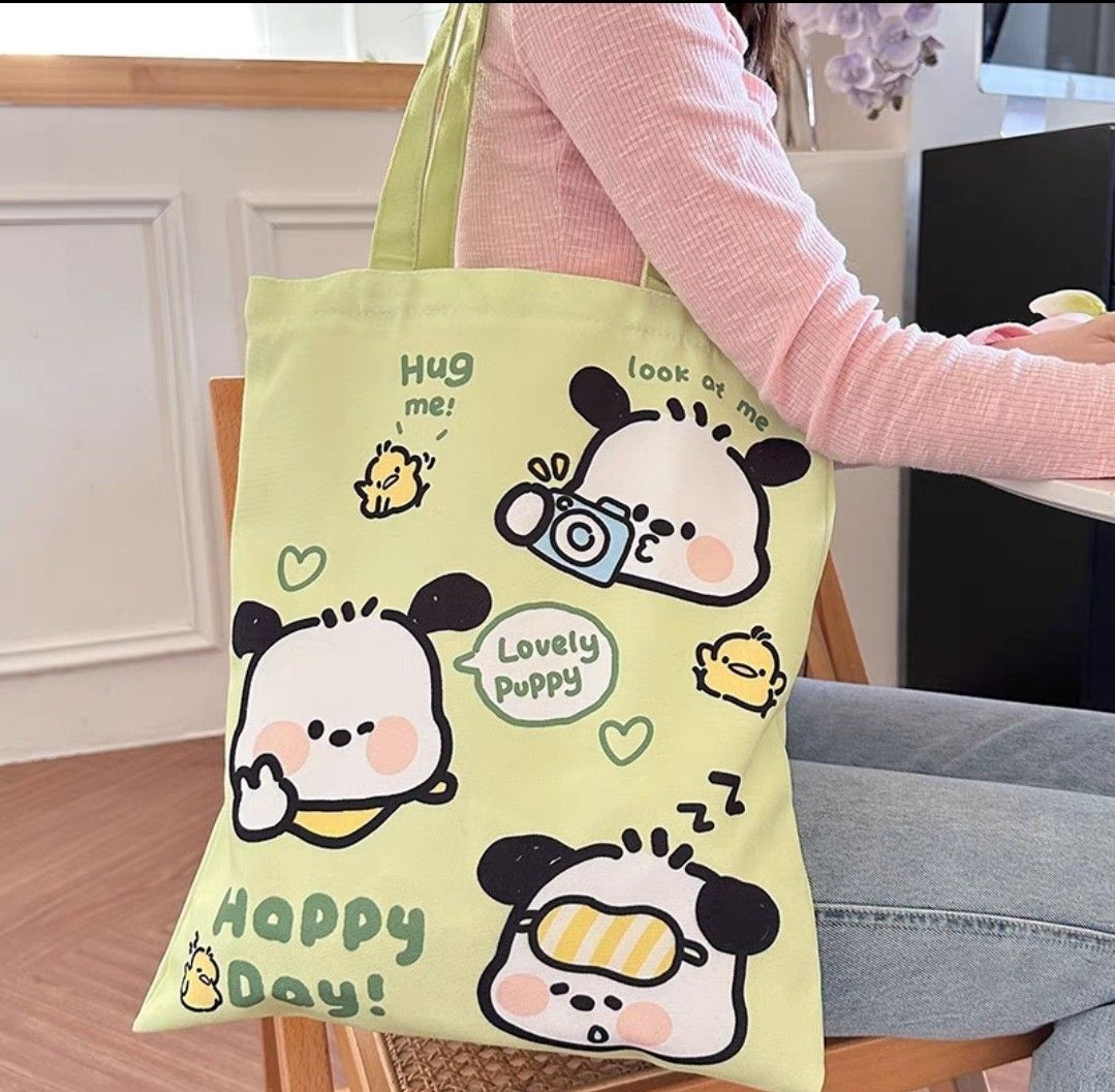 [PO] Cartoon Canvas Tote Bag, Women's Fashion, Bags & Wallets, Tote ...