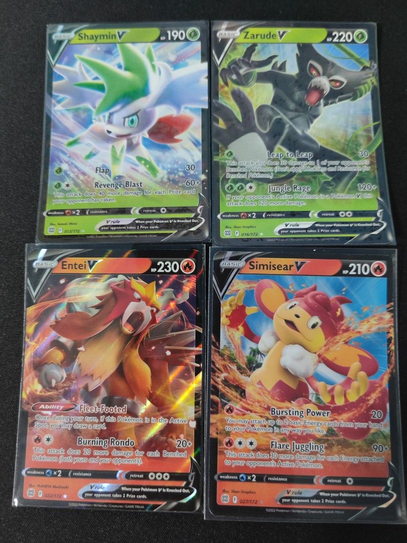 Shaymin V - 013/172 Zarude V - 016/172 Entei V - 022/172 Simisear V - 027/172 brs bs brilliant ...