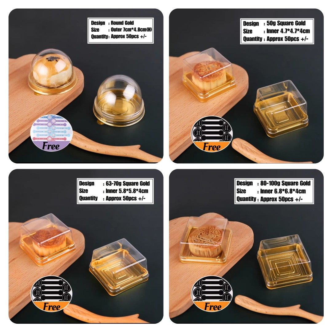 50pcs Mooncake Packaging Box with Cover Mooncake Tray Dessert Egg yolk ...