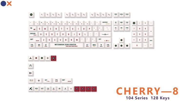 Royal Kludge Mitsubishi Zero Fighter PBT Keycaps 128 Keys CR-8 ...