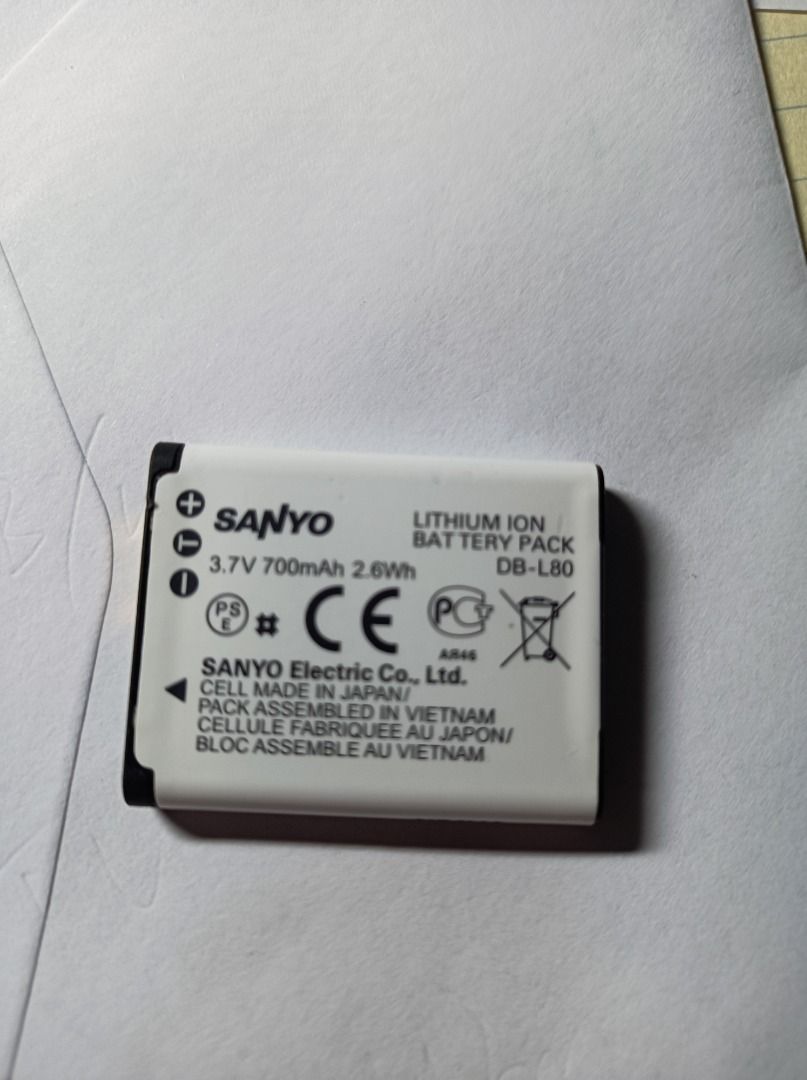 Sanyo Battery pack DB-L80, 攝影器材, 攝影配件, 電池及充電器 - Carousell