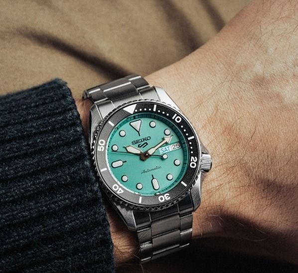 Seiko 5 Sports SRPK33K1 Teal Dial Stainless Steel Day Date Automatic ...