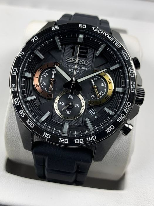 Seiko SSB349P1 Conceptual Chronograph Tachymeter Black Silicone Date ...