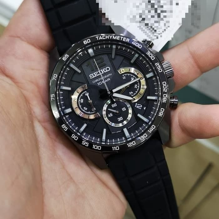 Seiko SSB349P1 Conceptual Chronograph Tachymeter Black Silicone Date ...