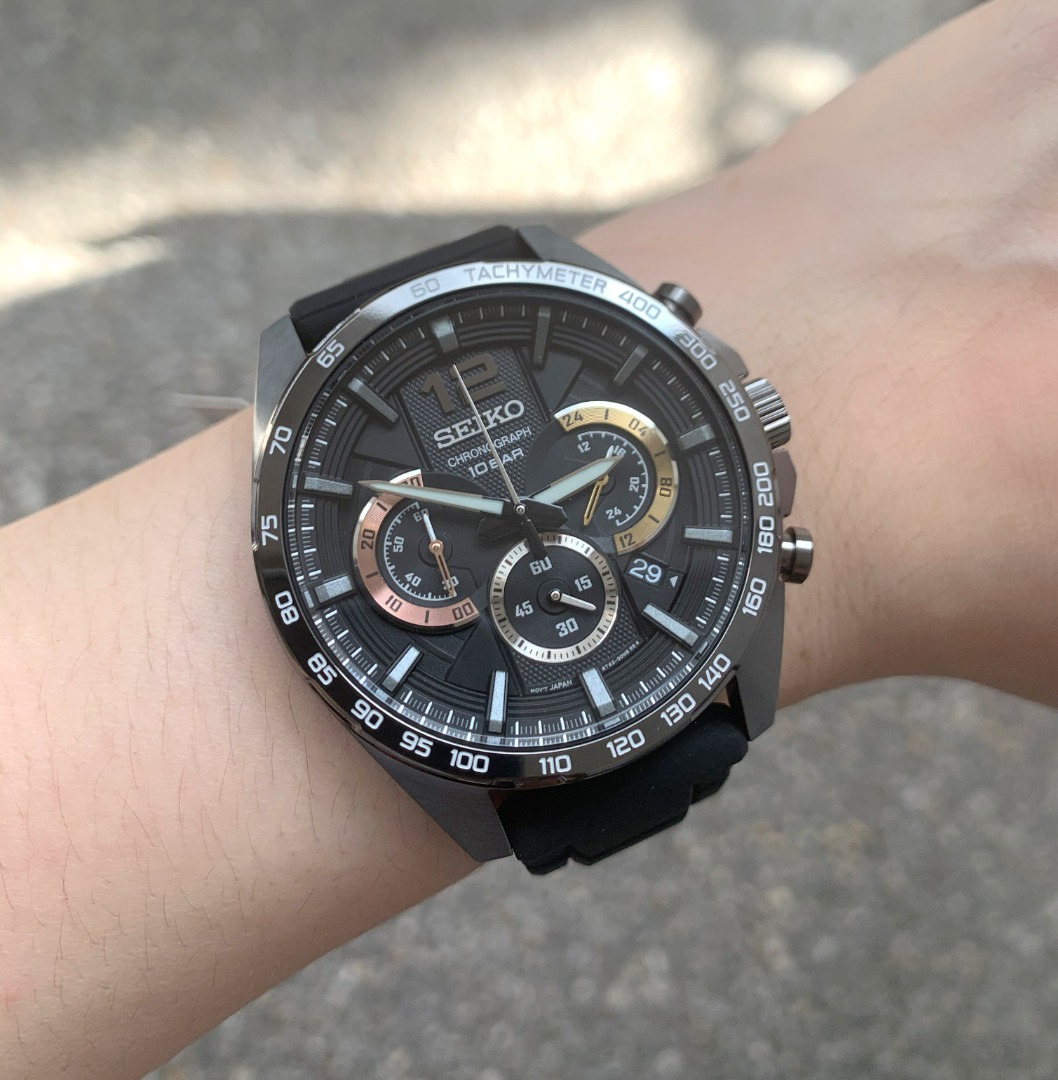Seiko SSB349P1 Conceptual Chronograph Tachymeter Black Silicone Date ...