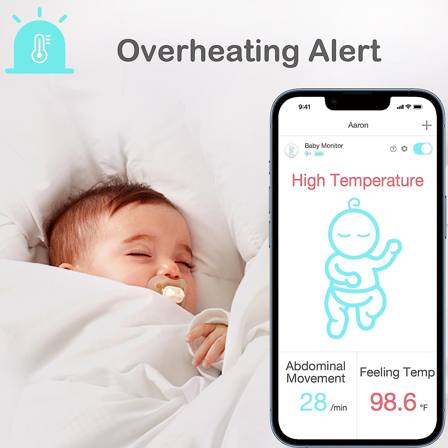 Sense-U Baby Monitor with Breathing Rollover Movement Temperature ...