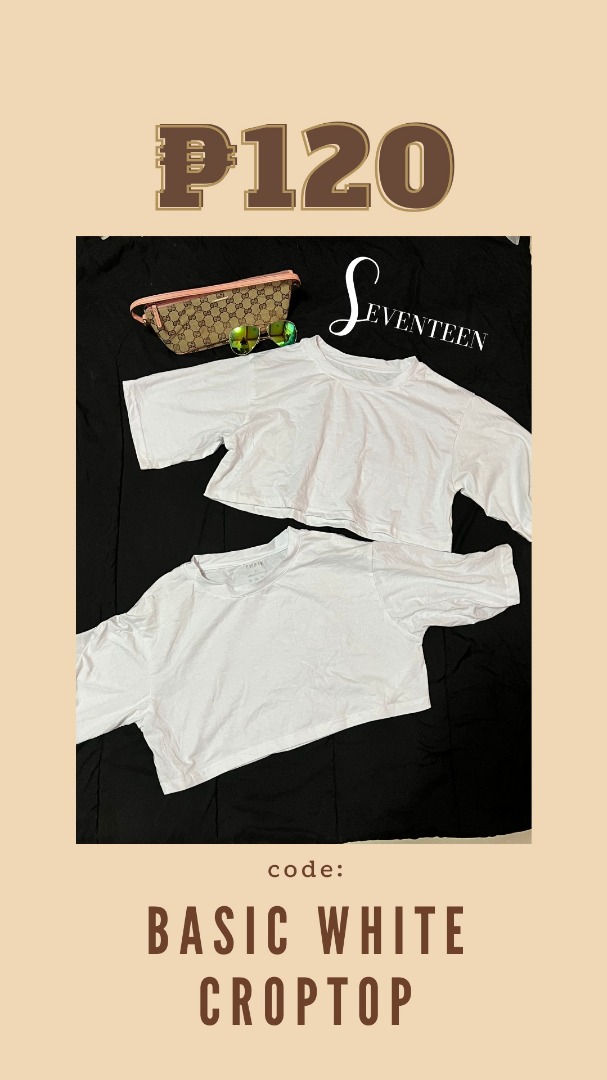 SHEIN Basic White Crop Top | Seventeen by A&A on Carousell