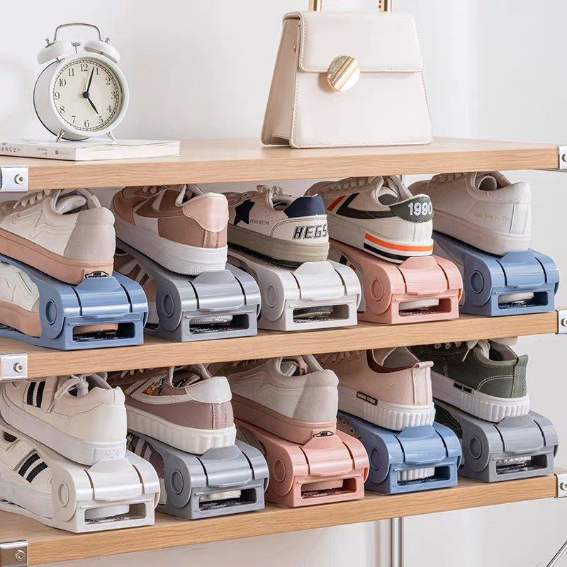Shoe stacker shoe cabinet slot organiser divider storage space saver ...