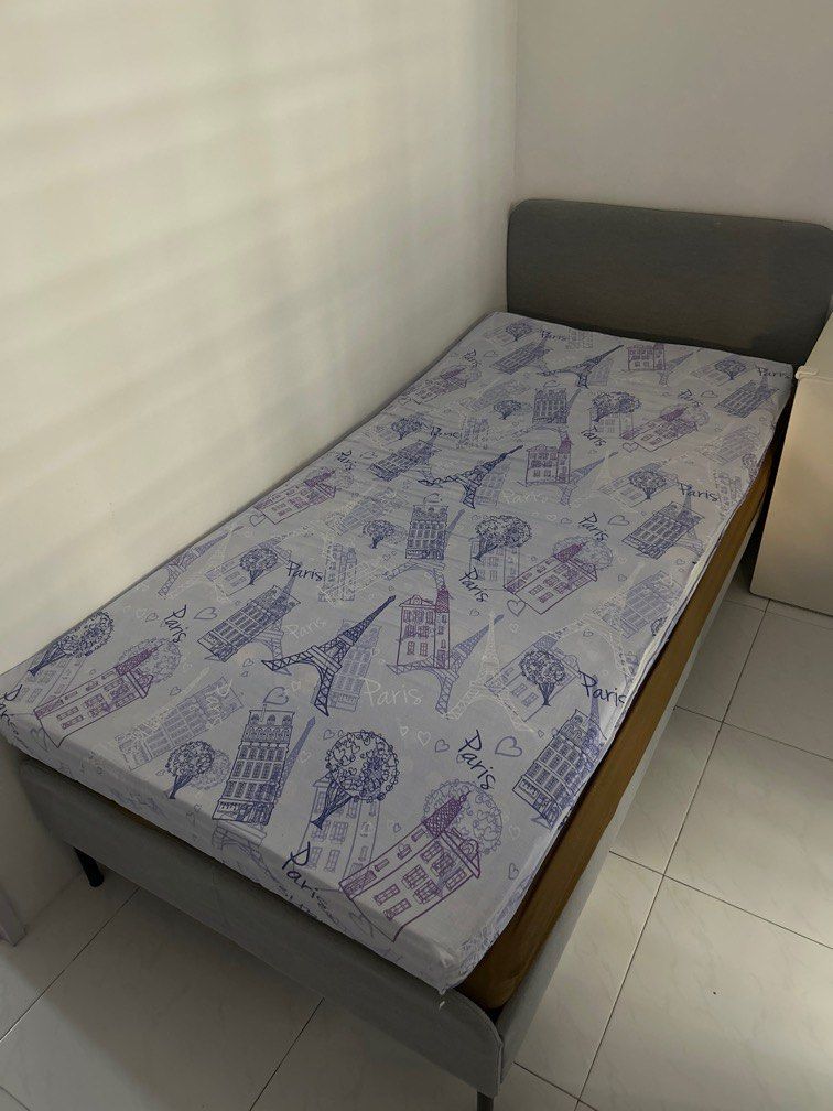 [Urgent] Single Bed with two mattresses (Ikea / Rabit Power), Furniture ...