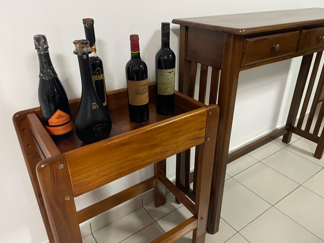 Solid wood bar console, Furniture & Home Living, Furniture, Tables ...
