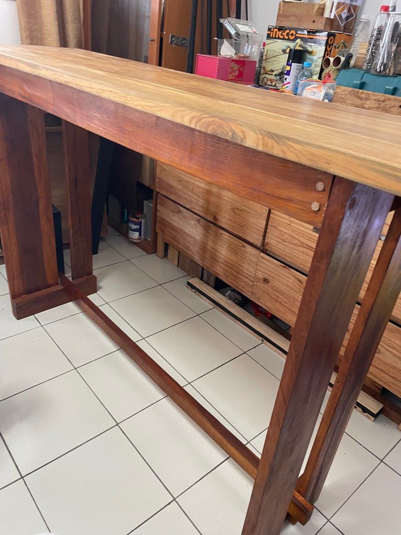 Solid wood bar console, Furniture & Home Living, Furniture, Tables ...