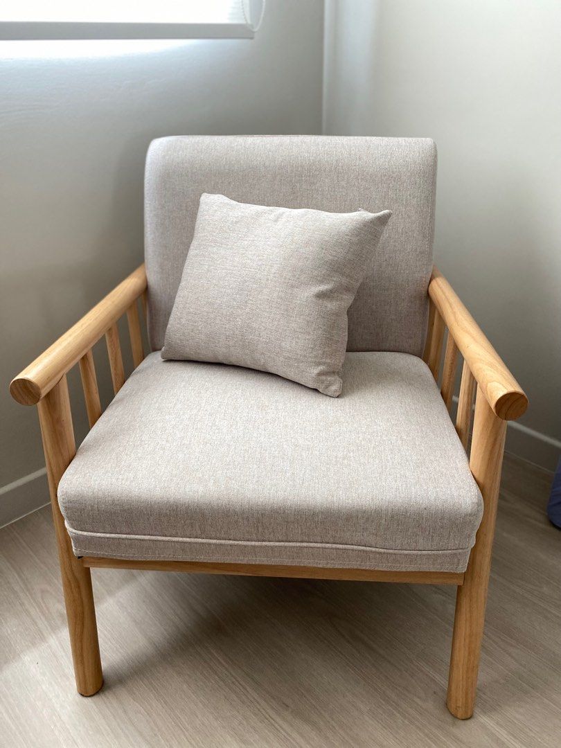 Solid wood single seat sofa, Furniture & Home Living, Furniture, Sofas ...