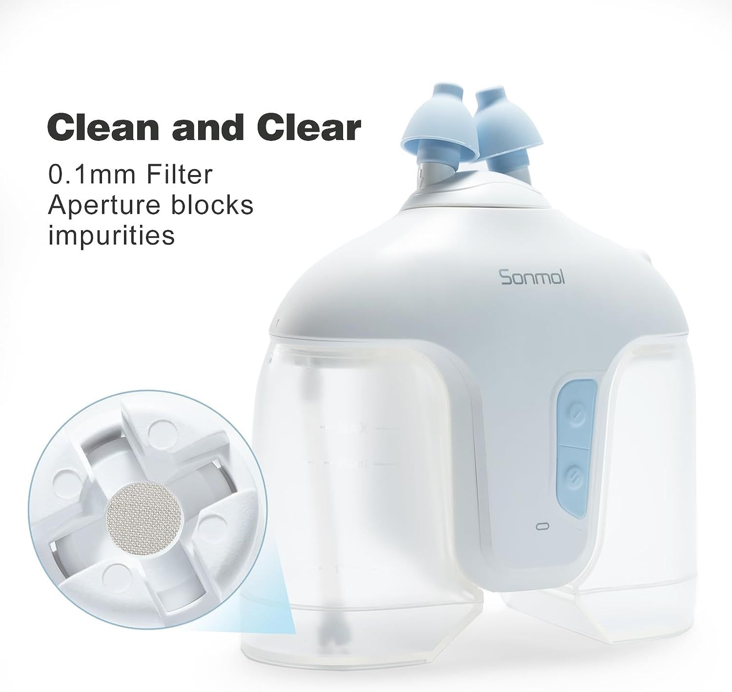 Sonmol Electric Nasal Irrigation System with 50 Salt Packets Nose Wash Deep Cleaning Sinus Rinse ...