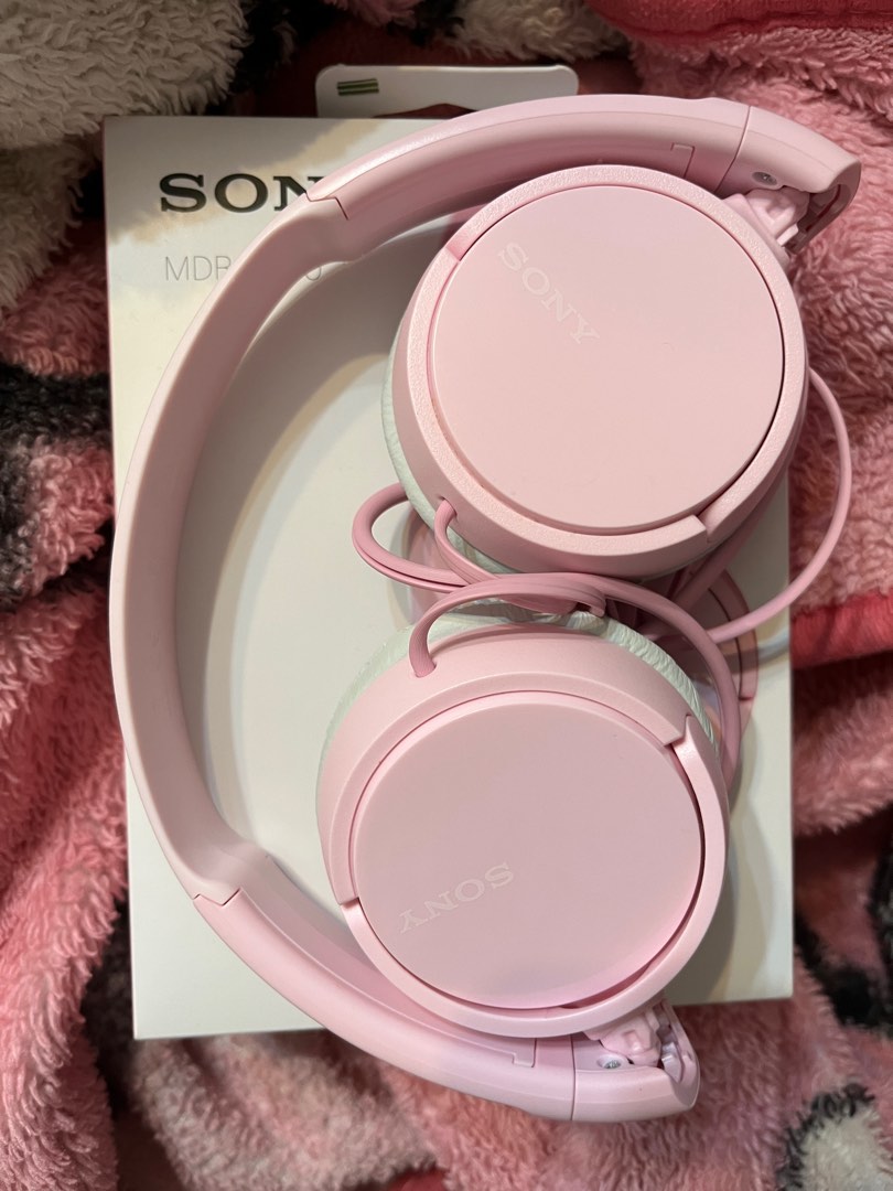 sony mdr-zx110 headphones pink, Audio, Headphones & Headsets on Carousell