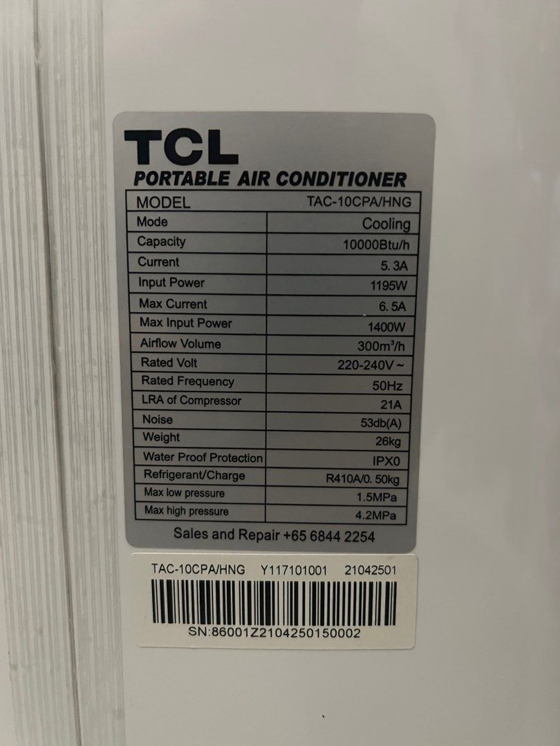 TCL Portable Air Condition, TV & Home Appliances, Air Conditioners ...