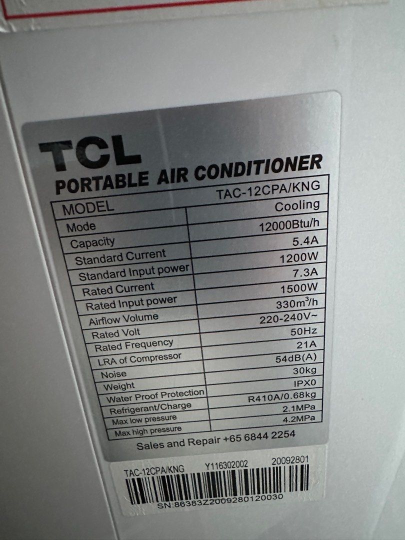 TCL TAC-12CPA, TV & Home Appliances, Air Conditioners & Heating on ...