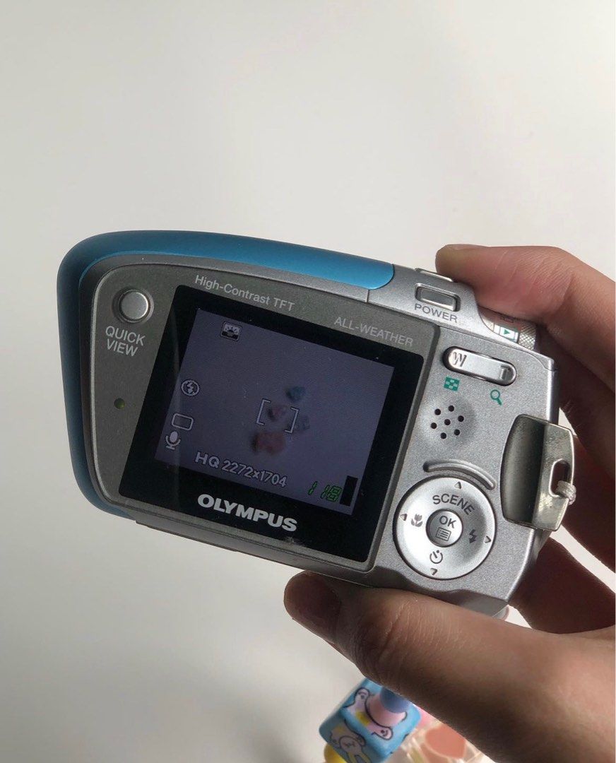 Teal Olympus Mju-mini digital camera on Carousell