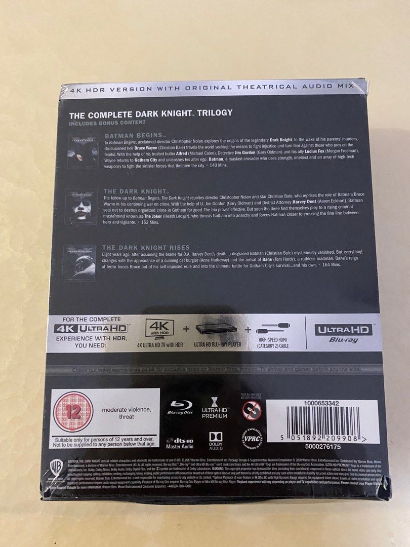 The Dark Knight Trilogy (4K Ultra HD + Blu Ray), Hobbies & Toys, Music & Media, CDs & DVDs on ...
