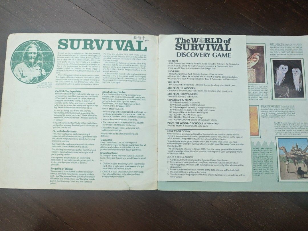 The World of Survival sticker book (complete), Hobbies & Toys, Books ...