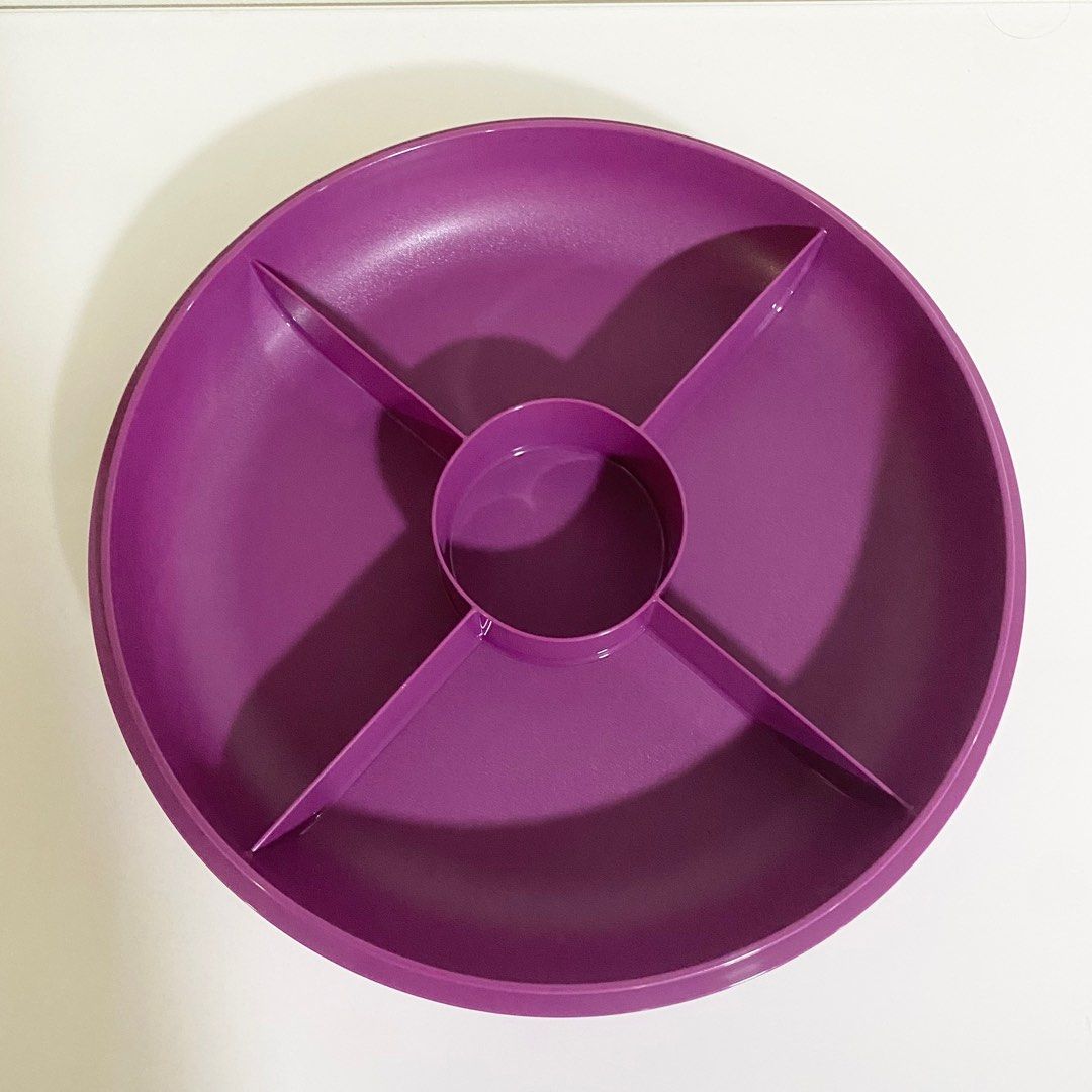 Tupperware Purple Pink Round Snack Serving Tray, Furniture & Home ...