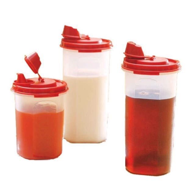 Tupperware Sauce Container Red Black Cover Lid, Furniture & Home Living ...