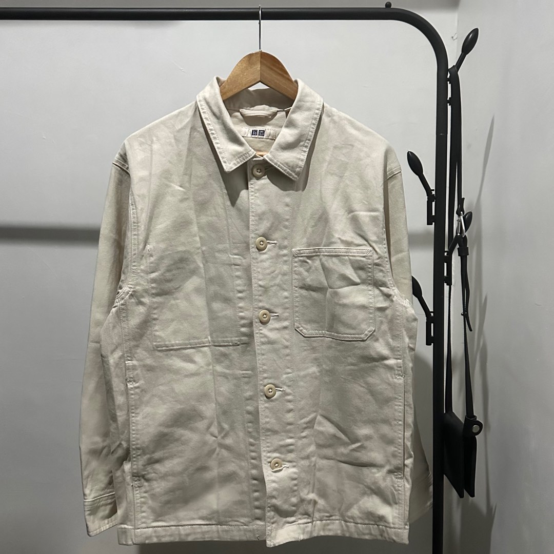 Uniqlo Off White Work Jacket, Men's Fashion, Coats, Jackets and ...