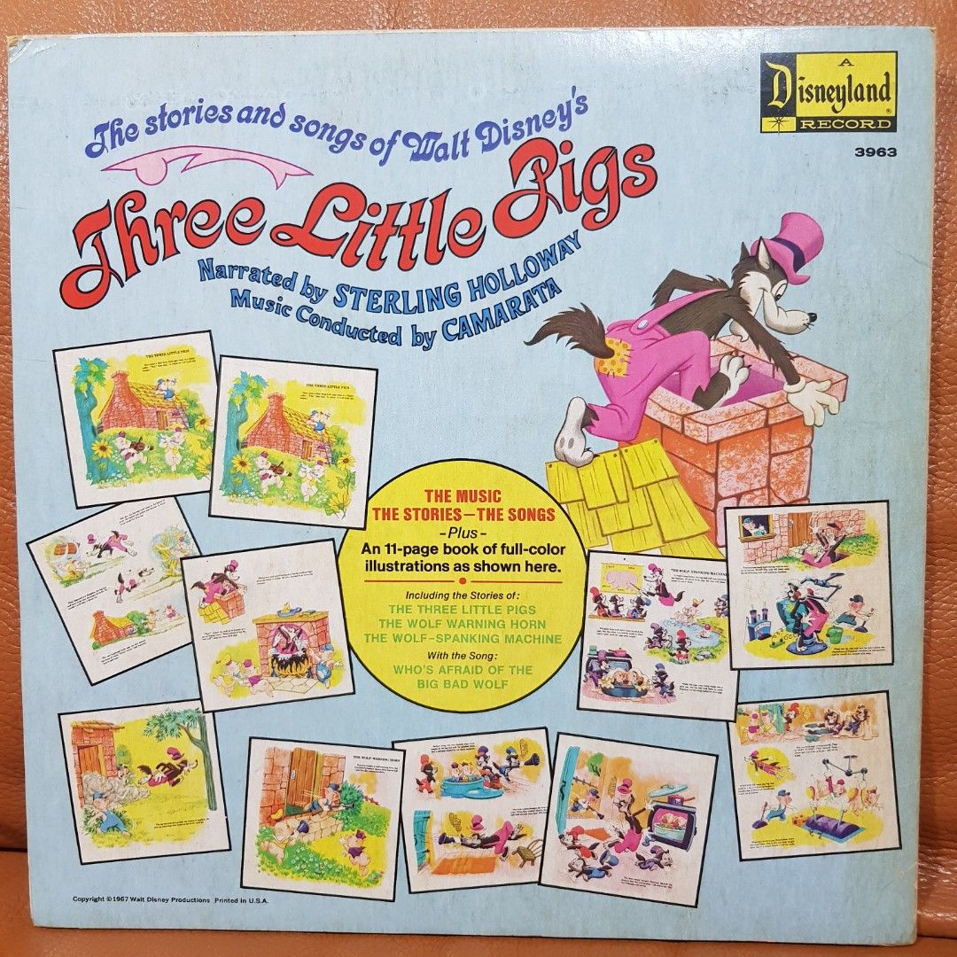 Walt Disney - Three Little Pigs vinyl record ELP, Hobbies & Toys, Music ...