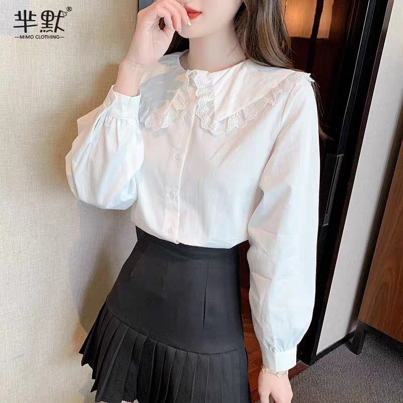 White Lolita Style Lace Peter Pan Collar Inner Blouse Top, Women's ...
