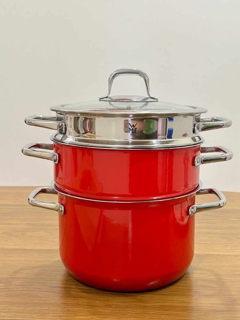 WMF Fusiontec Compact Red Pot 3 piece set, Furniture & Home Living ...
