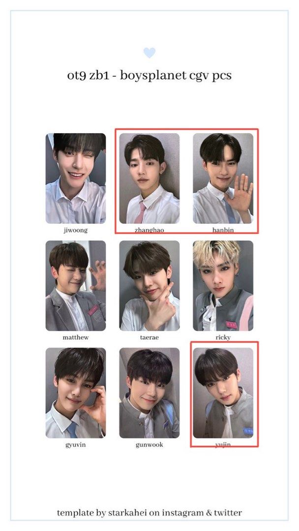 WTS INCOMING ZB1 Zerobaseone Boys Planet Boysplanet Sung Hanbin Zhang Hao Zhanghao Han Yujin CGV ...