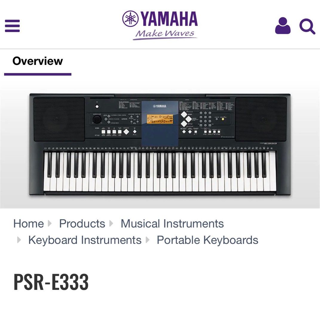 Yamaha Keyboard E333 (Free Stands & Audio Adaptor for headphones ...