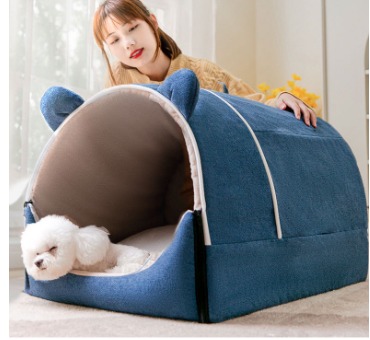 2 in 1 Washable Cozy Dog Igloo Bed Dog House Portable Cat Igloo Bed with Removable CushionCat ...