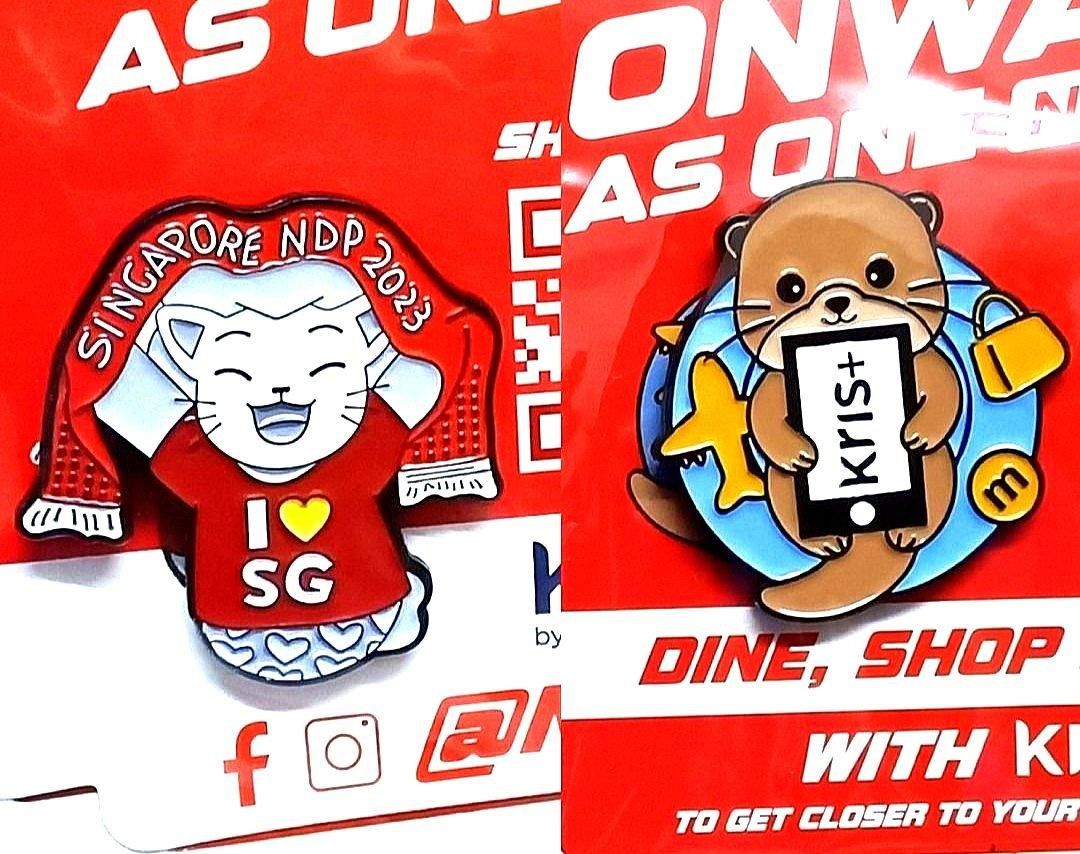 [2 pins] NDP 2023 Kris+ Otter & Merlion Pins set, Hobbies & Toys ...