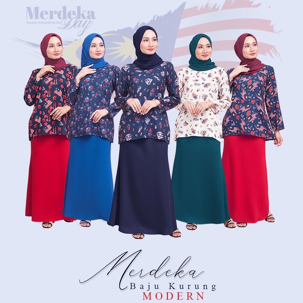 Merdeka 2023 Viral Baju Kurung Moden with Merdeka print, Women's ...