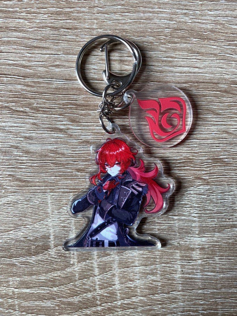 [ wts / lfb ] genshin impact diluc pyro keychain, Hobbies & Toys ...