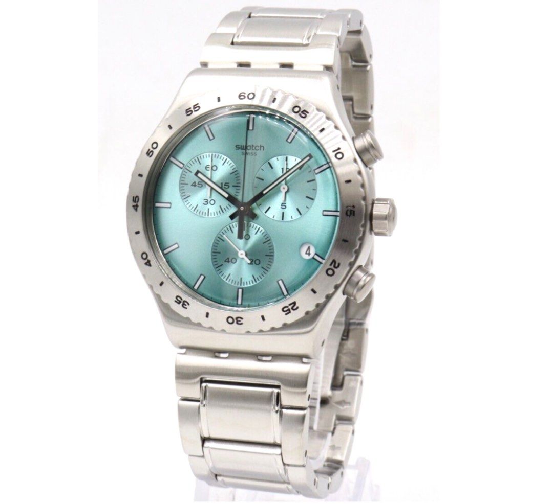 Authentic New Swiss Swatch Irony Chrono “Turquoise” Men Watch, Men's ...