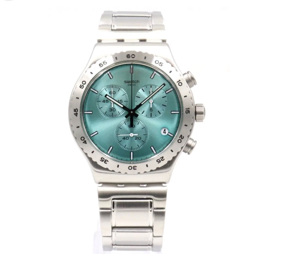 Authentic New Swiss Swatch Irony Chrono “Turquoise” Men Watch, Men's ...