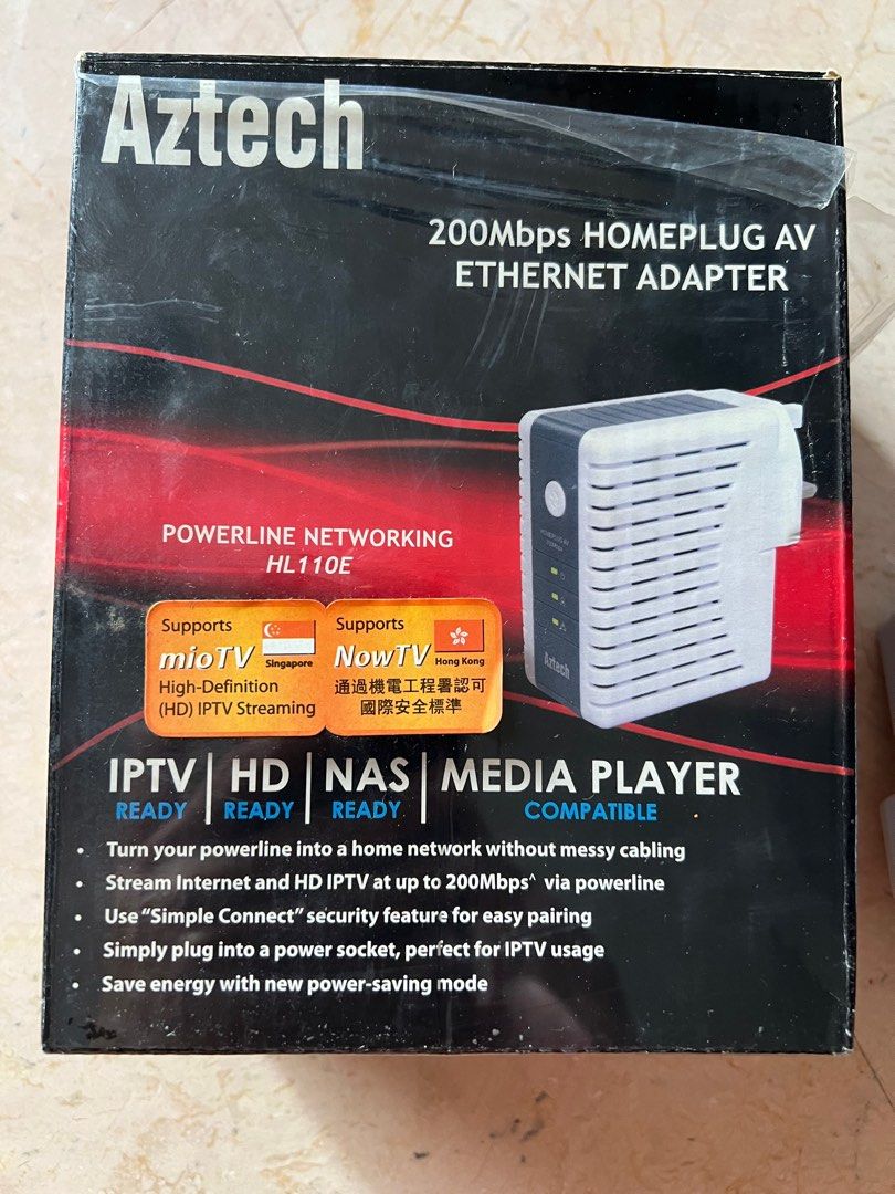 Aztech 200Mbps Homeplug AV Ethernet adapter, Computers & Tech, Parts ...
