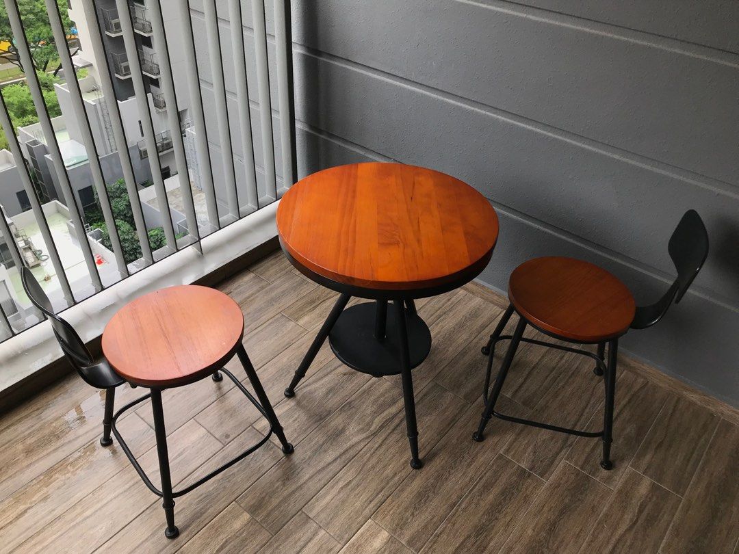 Balcony Table And Chair Set. Solid wood., Furniture & Home Living ...