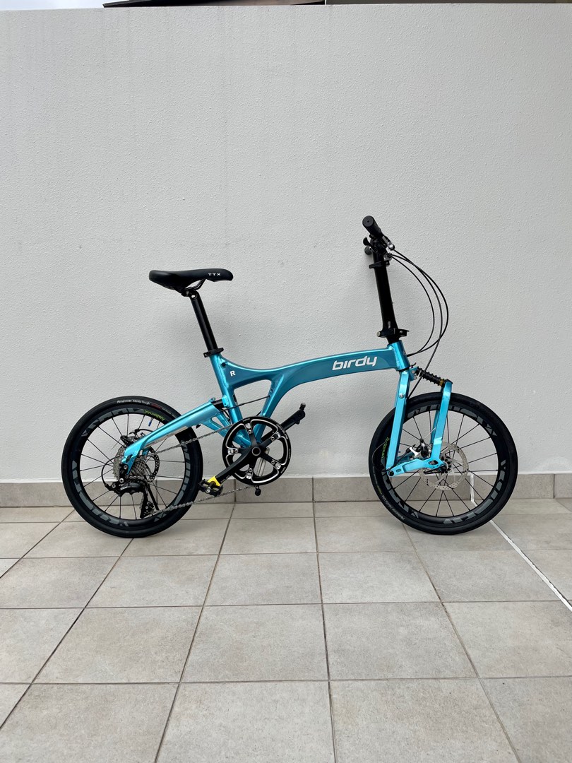 Birdy R20 Rare Blue Chrome foldable bifold bicycle bike comes with ...