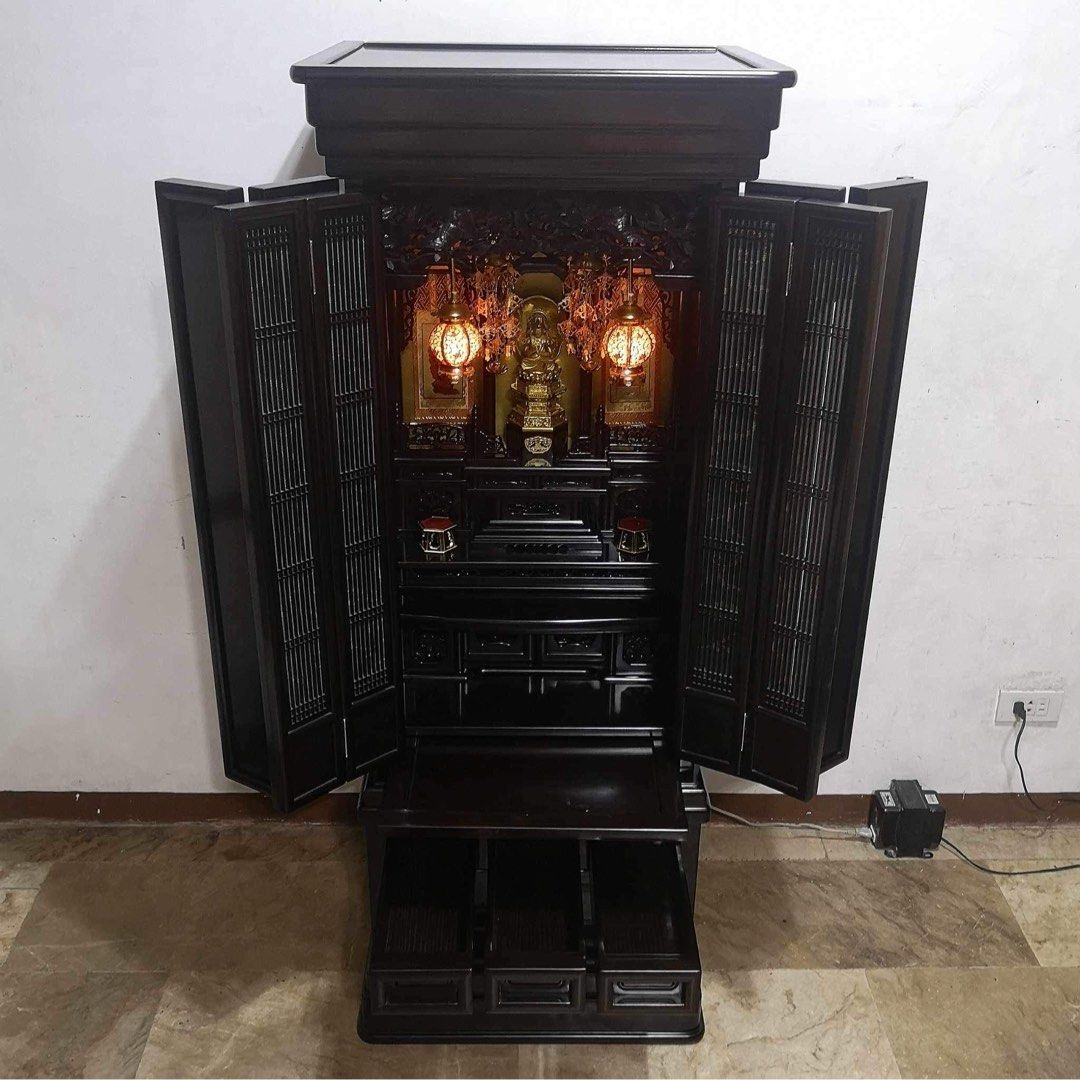 Butsudan Japanese altar w/ intricate wood carvings, super heavy, hard ...