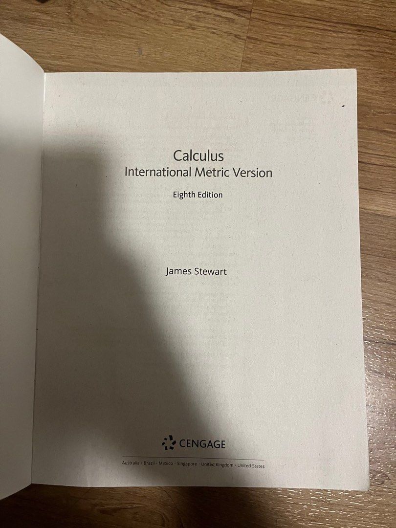 Cengage Calculus International Metric Version 8th Eighth Edition ...