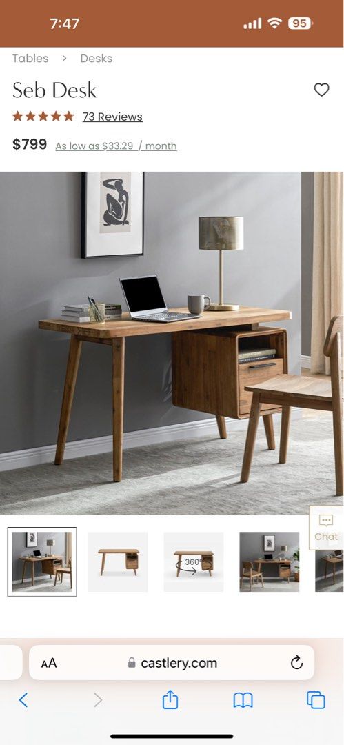 Castlery Seb Desk, Furniture & Home Living, Furniture, Tables & Sets on ...