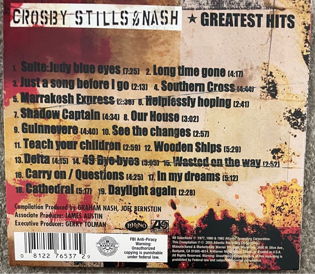 CD: rock - Crosby Stills & Nash (Young) Greatest Hits (CSN), US ...