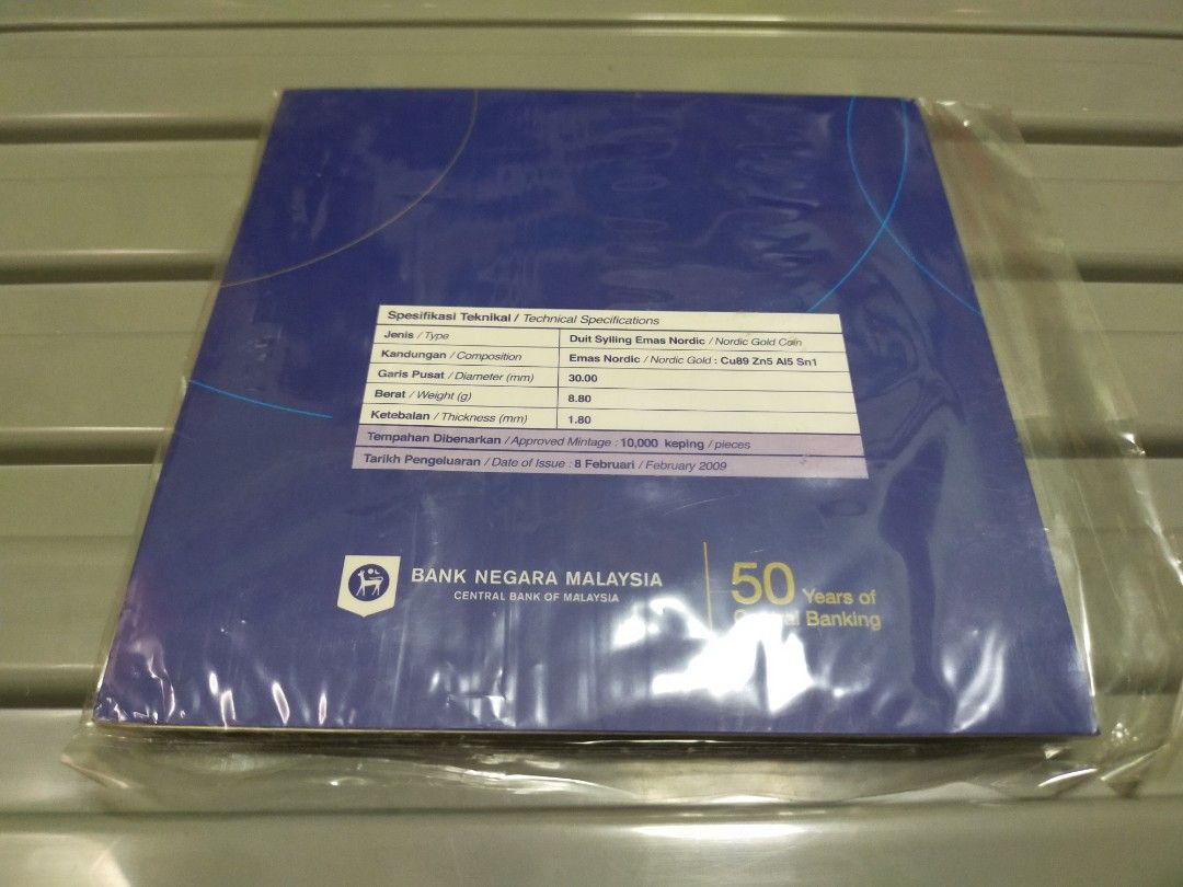 Coin card rm1 bnm 50 year anniversary bank negara 2009 duit syiling ...